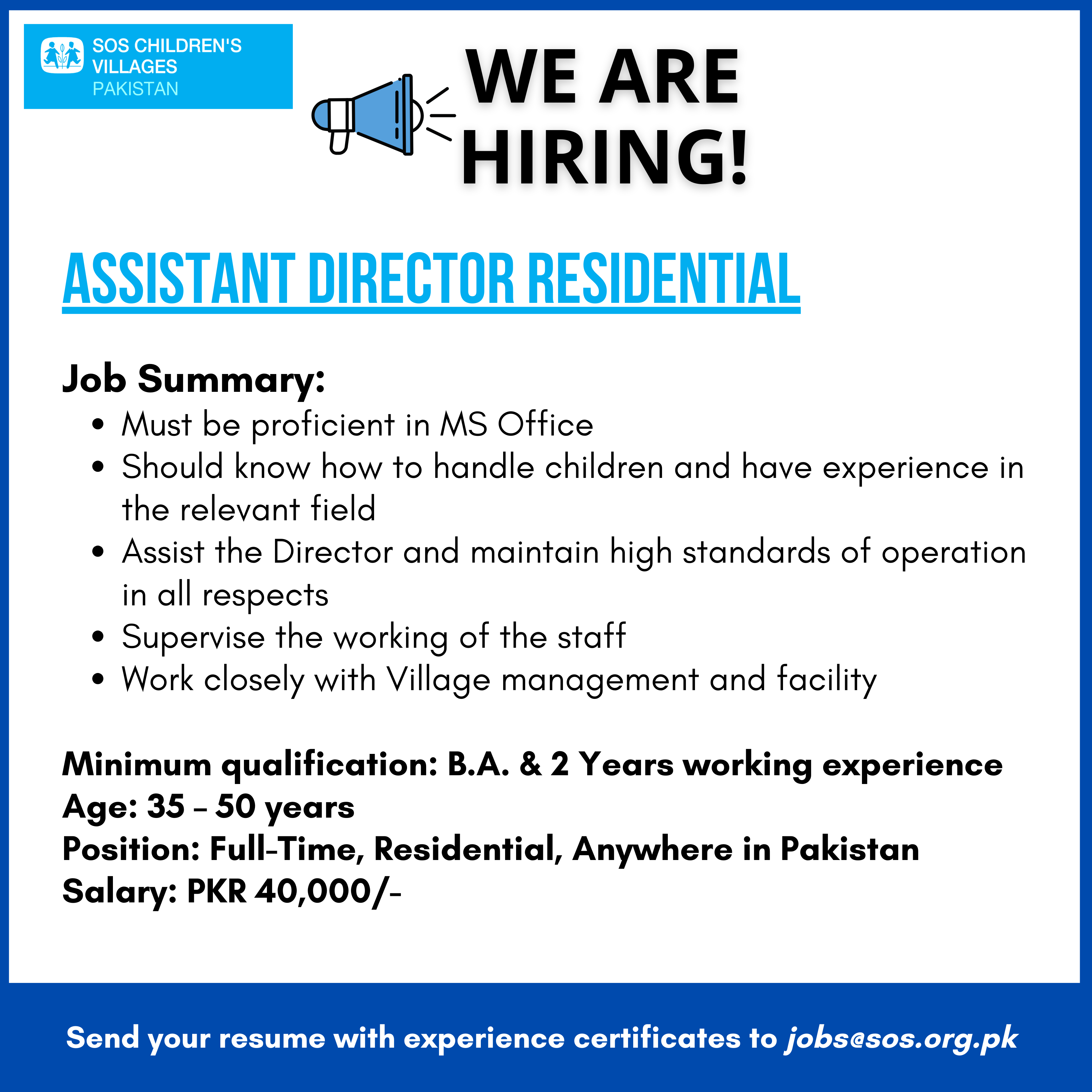Careers - SOS Children's Villages Pakistan